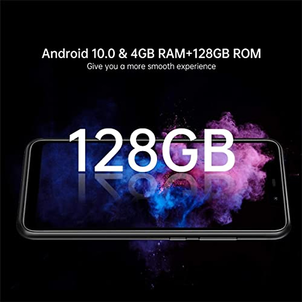 OUKITEL C22 Unlocked Cell Phone, 2021 Dual SIM Smartphone 5.86 Inch HD Screen+, 4GB+128GB Android 10 T-Mobile, Rear 3 Camera Face/Fingerprint ID(Black)
