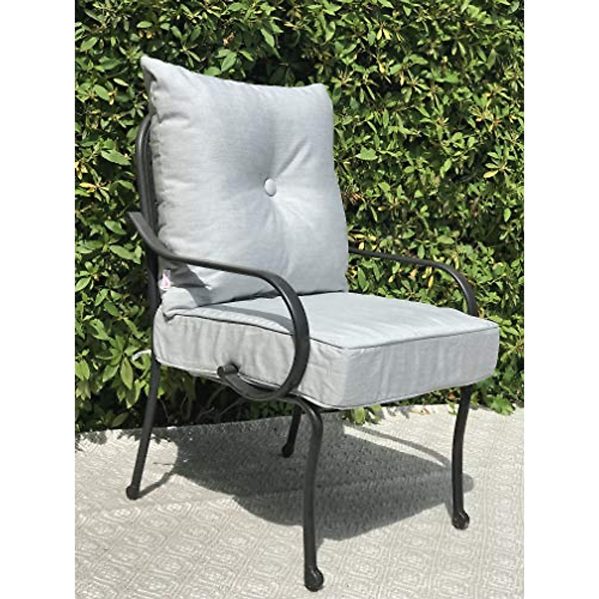 Rulu Patio Cushion Outdoor/Indoor Sunbrella, Seat 22x22x6 inch + Back 23x23x7 inch, 2 Piece Set, Canvas Granite