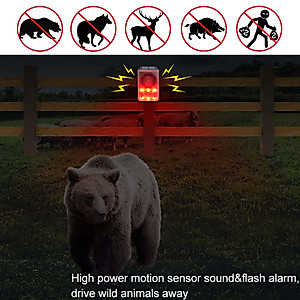 LAFEINA Solar Sound & Strobe Light Alarm Motion Detector, Gunshot & Dog Barking & Recording, Record 20S Custom Message Siren Security Alert System for Farm Barn Villa (1)