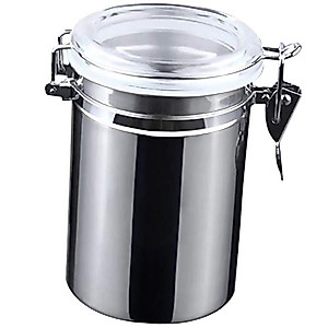 EXCEART Airtight Coffee Container Stainless Steel Container Coffee Beans Storage Vault Coffee Canister Jar 12cm x 17cm