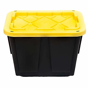 Generic (4 Pack) 12 Gallon / 45 Liter Stackable Storage Container With Lid - Black and Yellow Storage Tote - Storage Tote