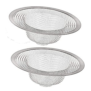 Ruikedasi 2 PCS Drain Strainer Large Wide Rim 4.5" Diameter for Kitchen Sinks Stainless, Steel, Bathroom Hair Catcher