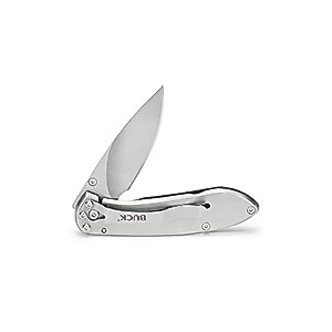 Buck Knives 0327SSS Nobleman Frame Lock Folding Knife with Thumb Stud and Pocket Clip, 2-5/8" 420HC Blade, Stainless Steel Finish