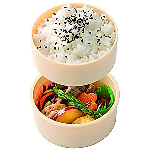 Skater My Neighbor Totoro 2 Tier Round Bento Lunch Box with Folk (17oz) - Authentic Japanese Design - Microwave Safe - Brown