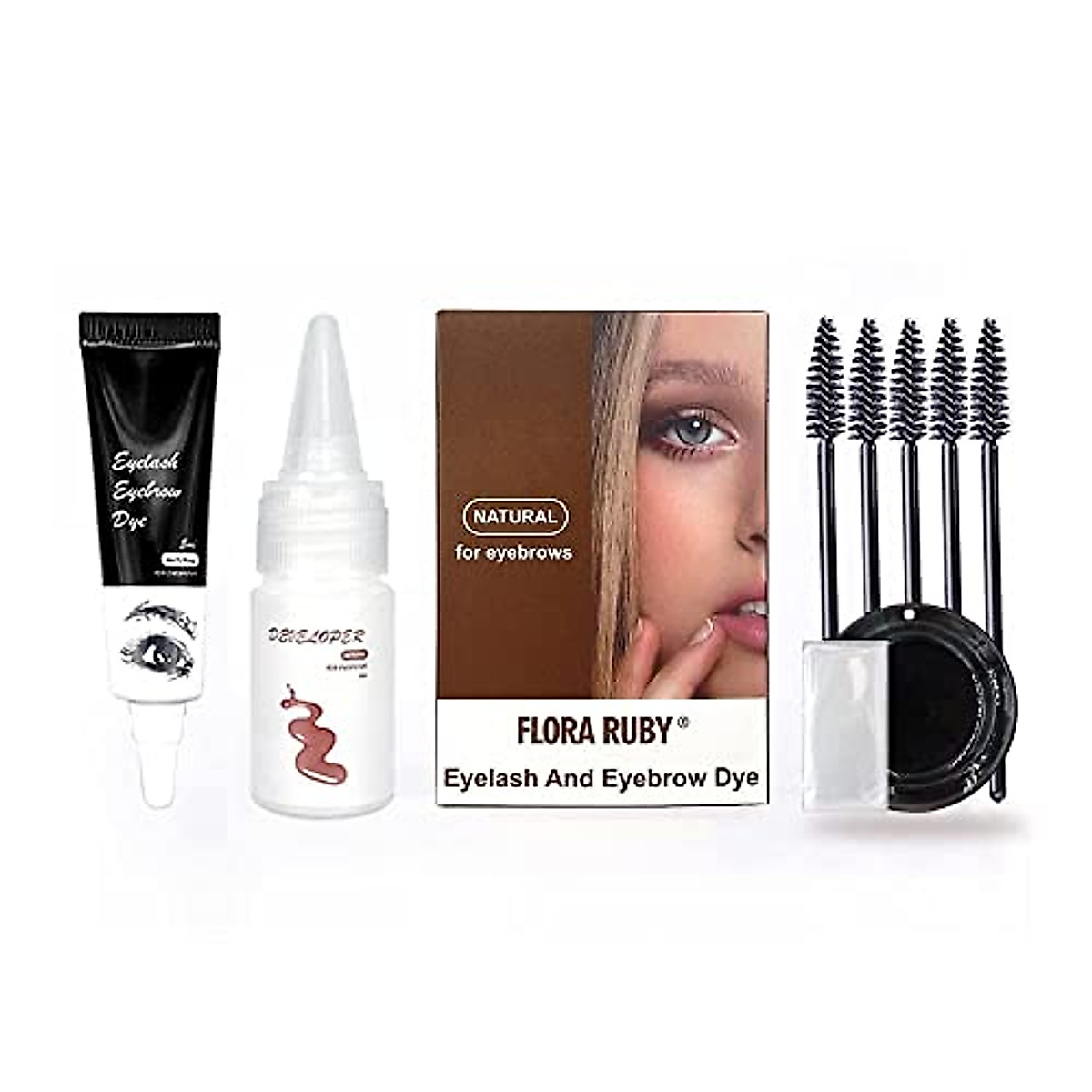 2 in 1 Black Color Set for Lashes and iBrows, Natural Bushy Eyebrow Makeup Kit, Lasting for 6 Weeks DIY Hair Dying for Salon Home Use 5ml (Black)