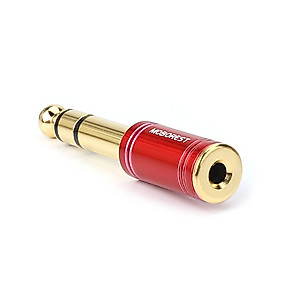 MOBOREST 1/4 Male to 1/8 Female Pure Copper Adapter, 6.35mm Stereo Male to 3.5mm Plug Jack Female Stereo Adapter Red 2-Pack