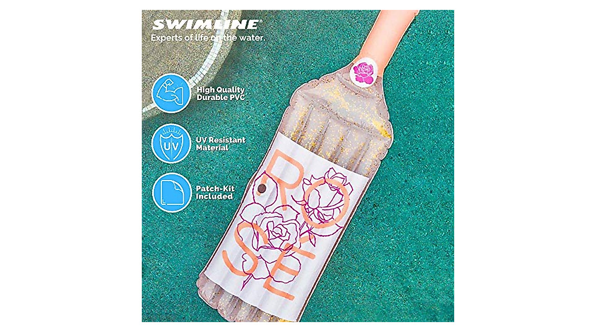 Swimline Glitter Rose Pool Lounger - Pink Inflatable Float for Summer