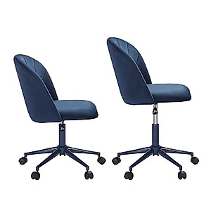 Linon Karla Navy Blue Adjustable Height Swivel Desk Chair with Padded Upholstered Seat