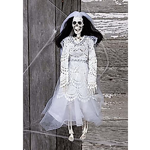 Fun Costumes 16" Skeleton Bride Dress Posable Decoration Ornament, Haunted House Party Halloween Display