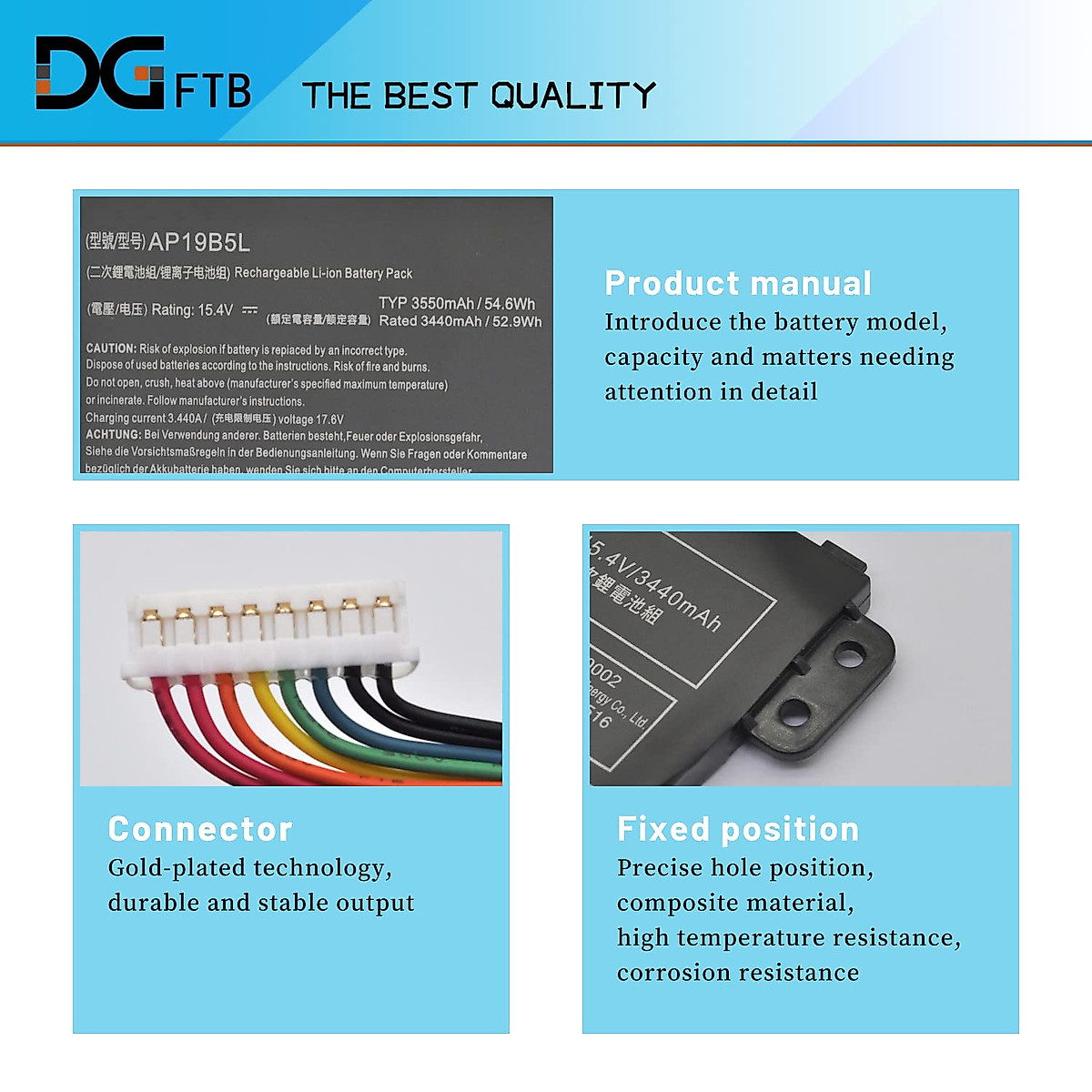 Laptop Battery Replacement for for ACER Aspire 5 A515-43 A515-43G A515-52 A515-52G Swift 3 SF314-42 SP314-21N-R5FR Vero AV15-51 Series KT.0040.5010 KT00405010 4ICP5/61/71 (15.4V 54.6Wh/3550mAh) 51KD7