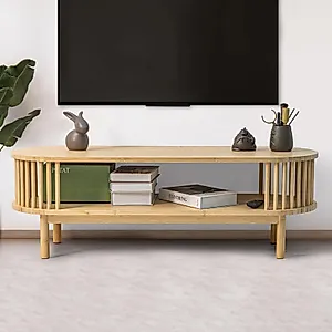 APRTAT Bamboo TV Stands for Living Room, 44 inch TV Console Entertainment Center with Storage, Television TV Stands for Bedroom, Small Wood TV Stand TV Table for Living Room, 44 x 15 x14 inches.