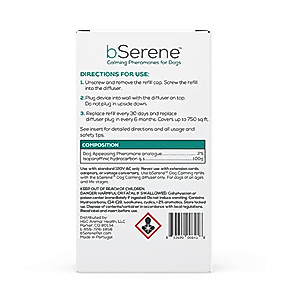 bSerene Pheromone Calming Solution for Dogs 30-Day Refill Helps Reduce Excessive Barking, Destruction, Stress, and Fear Great for Thunderstorms and Fireworks