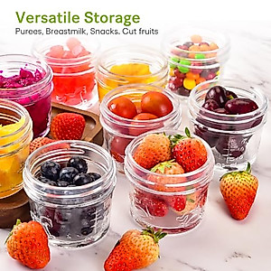 6-Pack Baby Food Storage Containers, 4 Oz Glass Baby Food Jars with Leak-proof Silicone Ring and Lid, Baby Food Containers Freezer Safe for Baby Food Maker, Microwave, Dishwasher