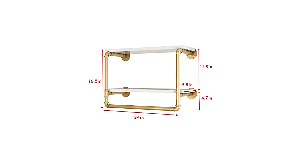 HOMEKAYT Industrial Pipe Shelving | Rustic Wall Mounted Shelves