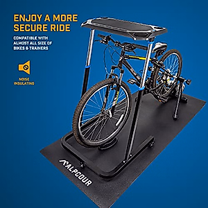 Alpcour Bike Trainer Mat – 36”x78” Multipurpose Carpet and Floor Protection – Water-resistant with Anti-slip Texture and Noise Insulation for Home and Indoor Gym Workout Cycling