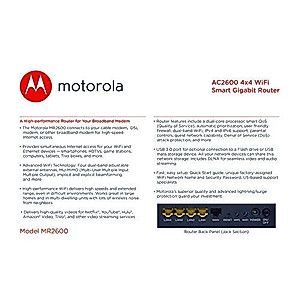 MOTOROLA AC2600 4x4 WiFi Smart Gigabit Router with Extended Range, Model MR2600 (Renewed)