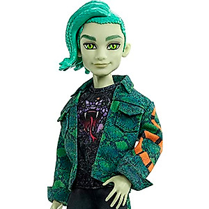 Monster High Deuce Gorgon Doll in Signature Look with Denim Snake Jacket & Accessories, Pet Mouse Perseus