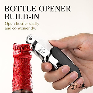 Jettory Wine Opener, Premium Waiters Corkscrew w/Foil Cutter & Cap Remover for Wine Bottle, Sturdy Stainless Steel Wine Key for Servers Waiters and Home Use