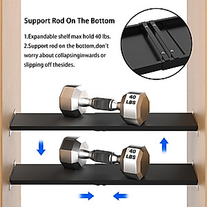 SlimmKISS Expandable Closet Tension Shelf, Metal Storage Rack Organizer DIY Divider Separator for Cabinet Wardrobe Cupboard Kitchen (2 Pack- W:7.87" x L: 17 "~ 31")