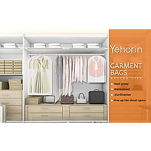 Yehorin Clear Garment Bags for Hanging Clothes, 48'' Plastic Dustproof Suit Bags Cover for Closet Storage, Zippered Garment bags Dress Cover Bags Clothes Protectors for Closet 10 Pack
