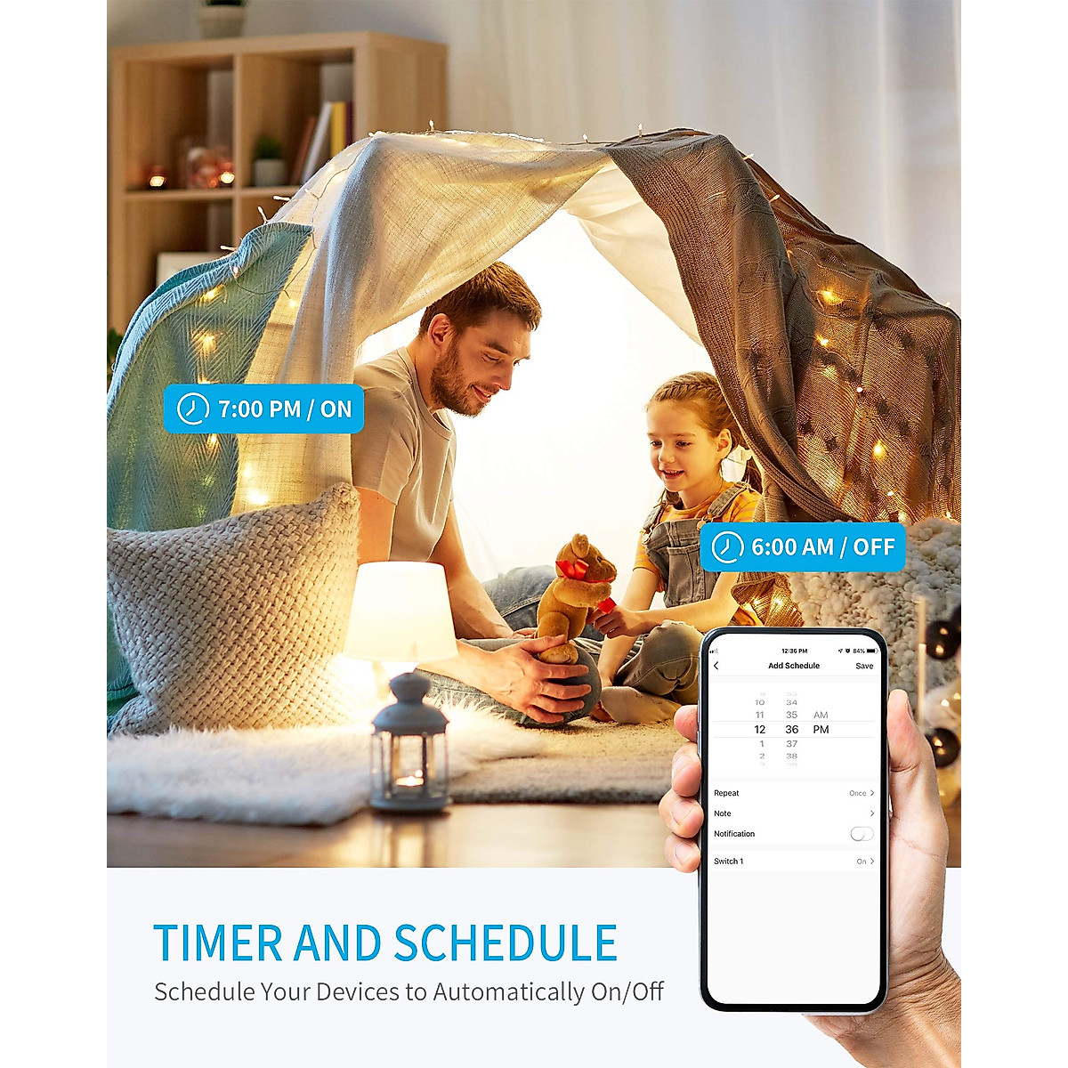 Syantek Outdoor WiFi Outlet, Smart Outdoor Plug with 3 Ground Outlets, Compatible with Amazon Alexa, Google Assistant, Remote Control, Timer, Waterproof, FCC Certified for Outdoor and Chritmas Lights