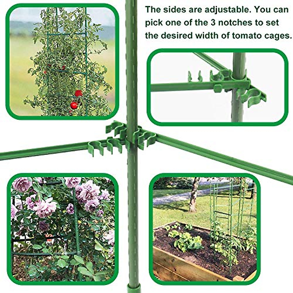 CKE 3 Pack Tomato Cage – Plant Stakes and Support with Clips - Upto 72 inches Tall with 40 Pcs Clips + Garden Twist Ties