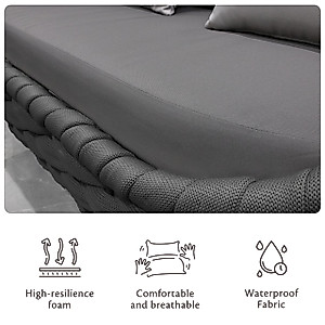 ercimi 4 Pieces Set Aluminum Outdoor&Indoor Sofa, Modern Patio Furniture Set Conversation Set with Soft Cushion and Coffee Table for Balcony Garden，Black