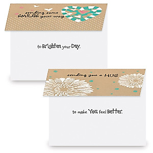 Thinking of You Kraft Greeting Card Value Pack - Set of 20 (5 designs), Large 5" x 7" Friendship Cards, Envelopes Included