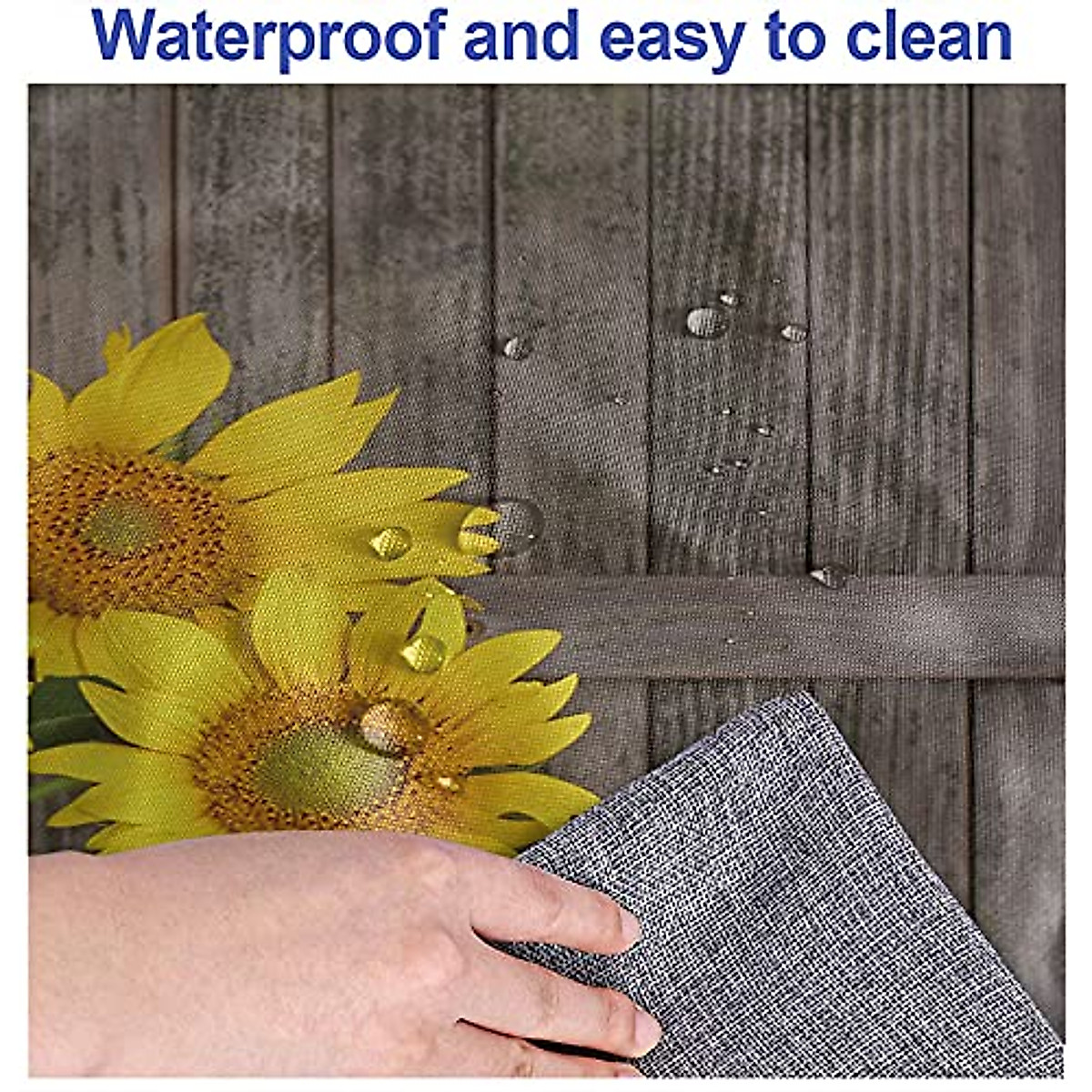 Sunflowers Picnic Bench Fitted Table Cover, Helianthus Against Weathered Aged Fence Summer Garden Photo Table Cloth, 28x72 Inch, 3 Piece Set, for Picnics Indoor and Outdoor Dining, Brown Yellow