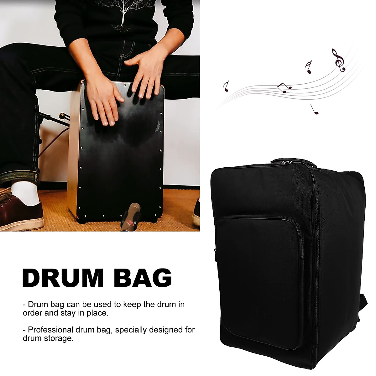 Vaguelly Cajon Box Drum 1PC Cajon Bag Backpack, 32x52CM Padded Cajon Bag with Carry Handle and Shoulder Straps, Cajon Box Drum Bag Cajon Accessories