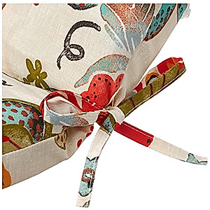 Pillow Perfect Outdoor/Indoor Alatriste Ivory Squared Corners Chair Cushion, 36.5" x 18" x 3”, Floral,Green