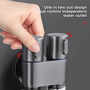 Double Control Mini Shower, Handheld Toilet Bidet Sprayer, Bathroom Toilet Bidet Sprayer Kit, Bidet Attachment with Pressure Control Jet Spray, Dual Function Faucet Sprayer Rinser (Silver Hose Set)