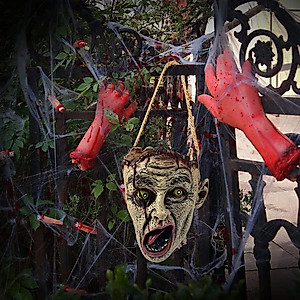 Halloween Zombie Head Candy Tote Bag Trick or Treat Tote Bag Candy Scary Evil Hanging Bloody Vampire Head Candy Tote Latex Party Supplies Party Favor Goodie Bags Candy Sack