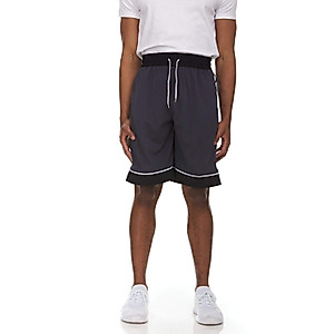 Spalding Mens Heat Performance Basketball Shorts with 10" Inseam, Gravel/Black, S