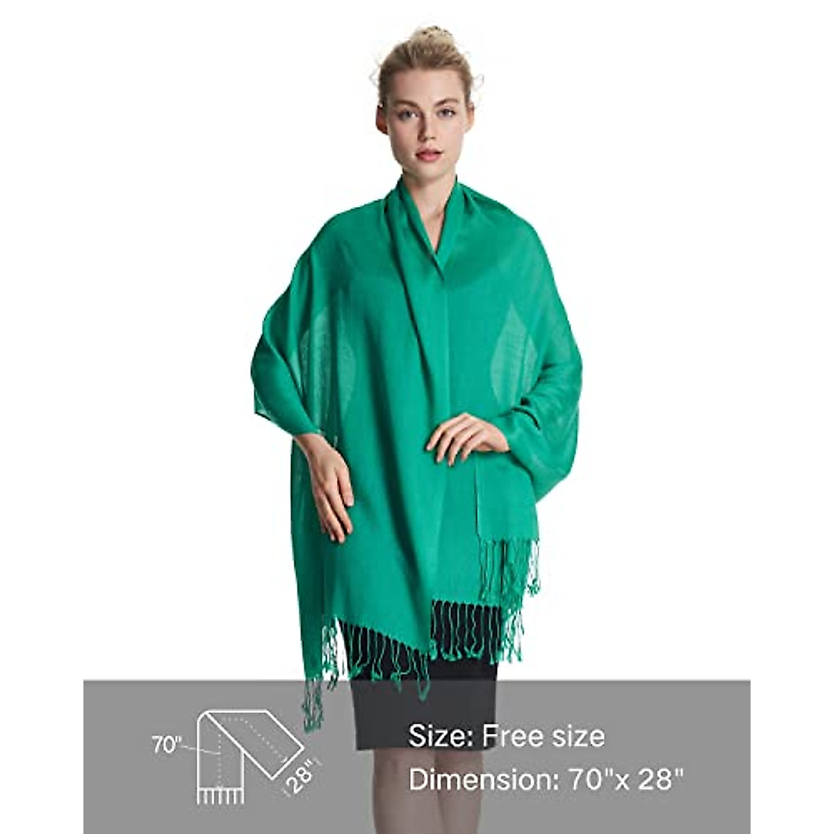 EURKEA Women's Scarf Pashmina Silky Soft Shawls Wraps Stole for Evening, Wedding and Gift, Green