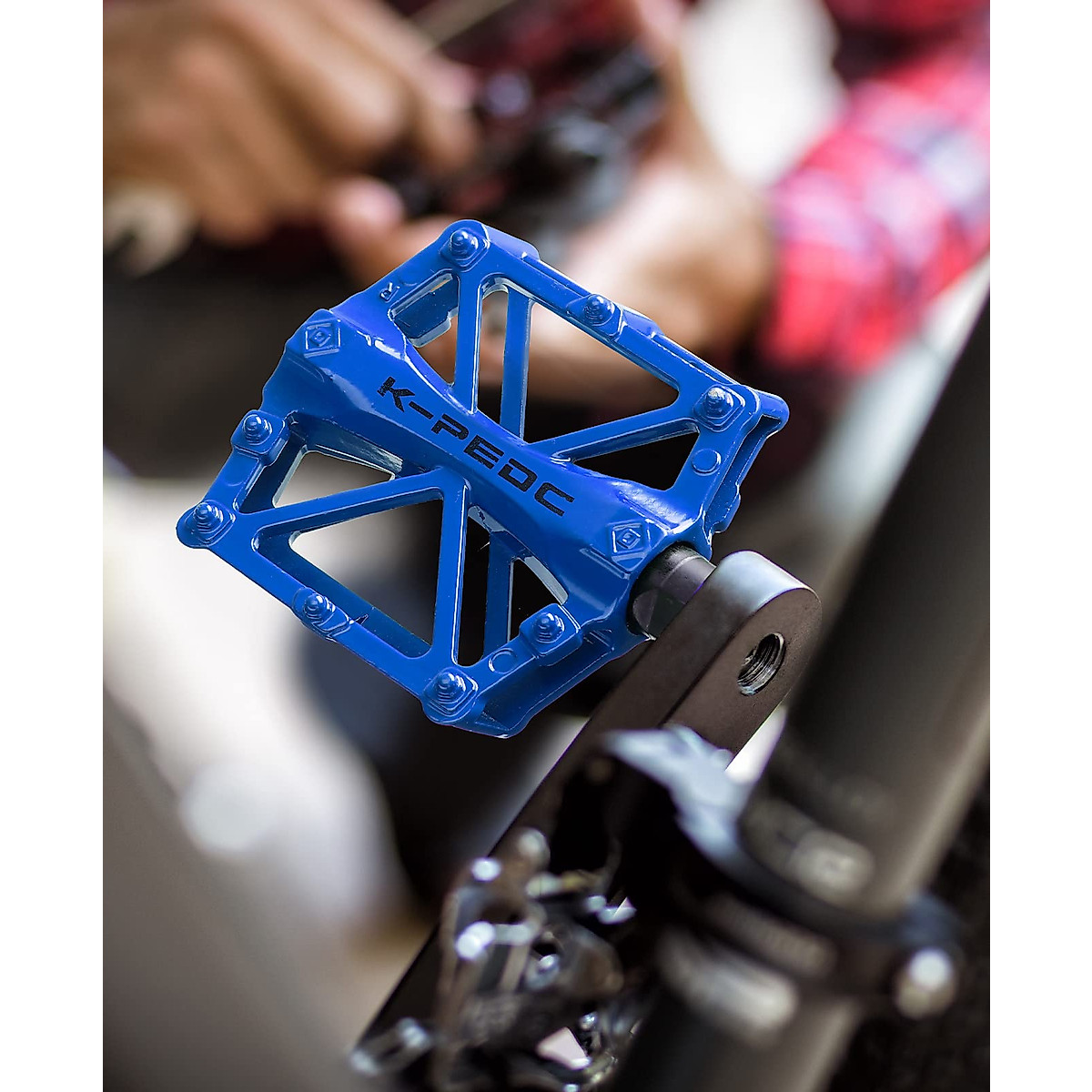 KEMIMOTO Mountain Bike Pedals MTB Bicycle Flat Pedals, 9/16'' CNC Aluminum Durable Sealed Bearings for Most Bikes BMX MTB Enduro Downhill Trail (Two Pack) (Blue)