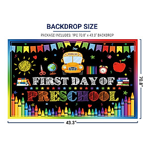 Allenjoy Back to School Backdrop for Kids Children First Day of Preschool Kindergarten Chalkboard Classroom Teachers and Students Party Supplies Decorations Banner Photo Booth Prop Background