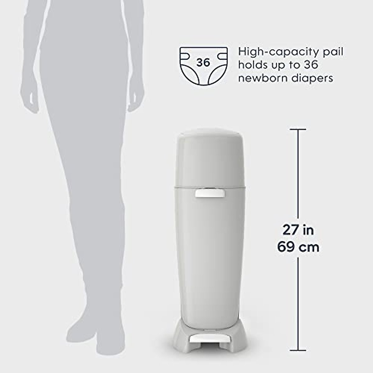 Diaper Genie Complete Pail with Built-In Odor Controlling Antimicrobial, Includes Pail and 1 Refill, Gray Pail, 2 Piece Set (Pack of 1)