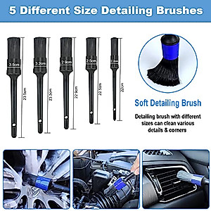 21PCS Car Detailing Brush Set, Car Detailing kit, Auto Detailing Drill Brush Set, Car Detailing Brushes, Car Wash Kit for Vehicles, Car Cleaning Tools Kit for Interior,Exterior, Wheels, Dashboard