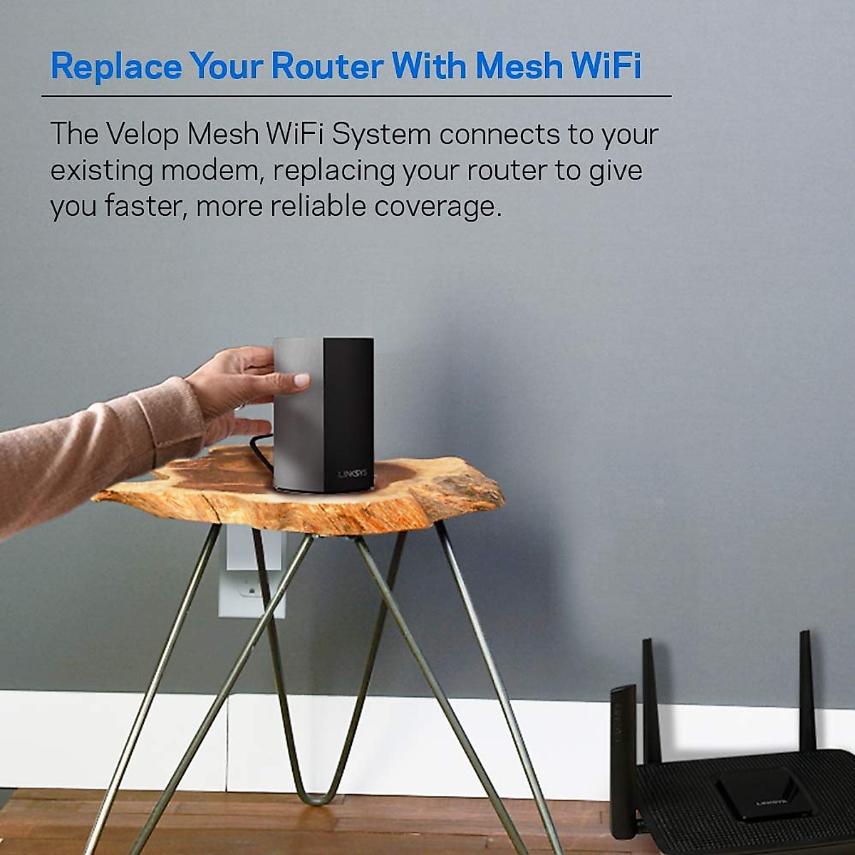 Linksys Velop Whole-Home Mesh WiFi System (Mesh Router for Whole-Home WiFi Mesh Network), 2-Pack, Black (MC2400)