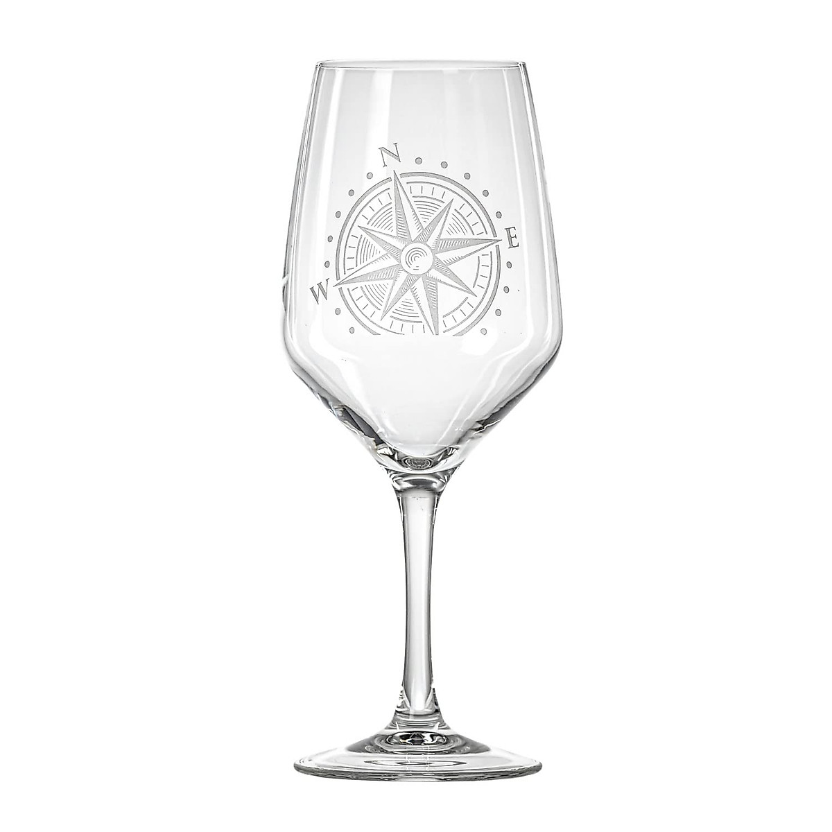 Rolf Glass Compass Star All Purpose Wine Stemmed Wine Glass 19.5 Ounce Set of 4 | Lead-free Glassware | Nautical-Themed with Intricate Compass Star Design | Stylish Drinkware for Wine Lovers