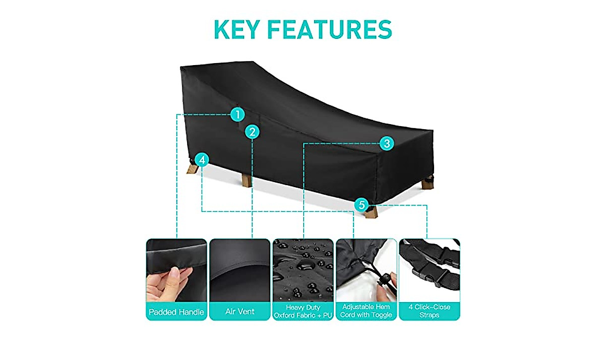 WLEAFJ Waterproof Patio Lounge Cover - Heavy Duty & Windproof