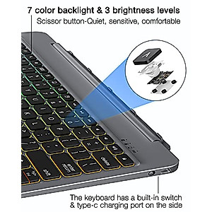 doqo Detachable Keyboard Case for iPad Pro 12.9(6th,5th,4th,3rd Gen) with touchpad, 7 Colors Backlit Wireless case with Keyboard