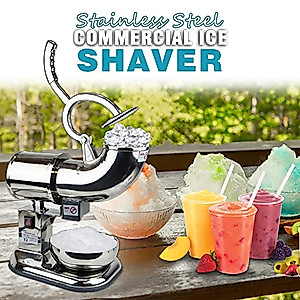 WYZworks Stainless Steel Commercial Ice Shaver Heavy Duty - Snow Cone Shaved Icee Maker Machine