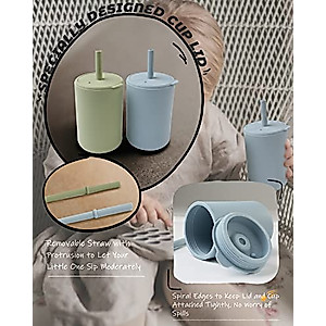 DF DUALFERV 2 Pcs Silicone Sippy Cup, Silicone Straw Cups for Toddlers, Baby Straw Cup, Silicone Sippy Cups for Baby 6 Months (Blue, Green)