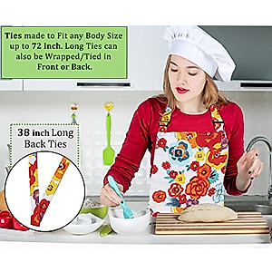 RUVANTI Cotton Enrich Cute Aprons for Women with Pockets Adjustable upto XXL, Cooking, Kitchen, Server, Chef Apron