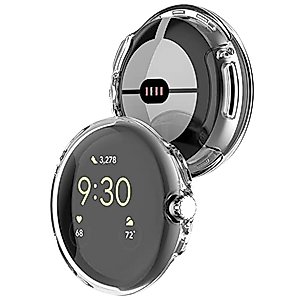 (3 Pack) NTidea Compatible with Google Pixel Watch Screen Protector Case, Soft Color TPU Shockproof Cover Slim Guard Bumper Shell for Pixel Watch, Clear