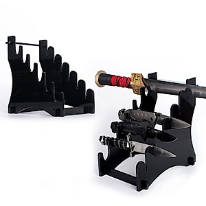 Knife Holder,Knife display stand,Knife Storage Rack,knife collection display stand,for pocket knife organizer&Desktop Knife display stand(black)
