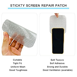Window Screen Repair Patches,Screen Door Replacement Repair Kit,Self-Adhesive Screen Kit Fiberglass Screen Patches Mesh Repair Suitable for Repairing Holes&Tears (Grey-10Pcs, Large)