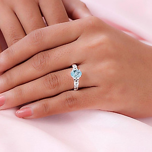 925 Sterling Silver Sky Blue White Topaz Statement November Birthstone Ring For Women Jewelry Size 7 Cttw 1.2 Unique Birthday Gifts for Women